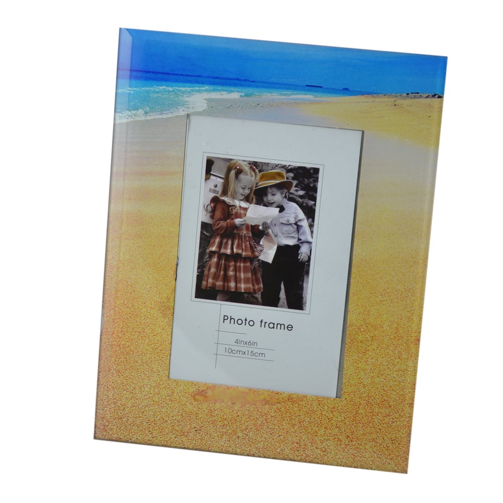 Rama foto din sticla bej - Dim. poza 10x15 cm - Design Plaja - Hontfar