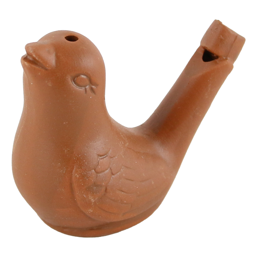 Fluier Pasare cu apa din ceramica 6 CM, Maro - Hontfar