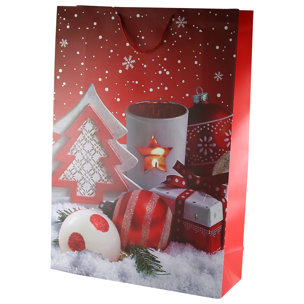 Punga cadou Craciun 50x72 CM - Globuri/Candele - Hontfar